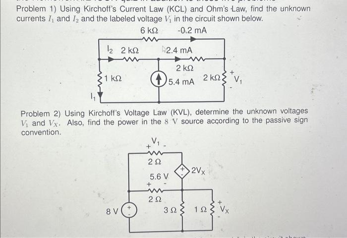 Solved Problem 1) Using Kirchoff's Current Law (KCL) and | Chegg.com