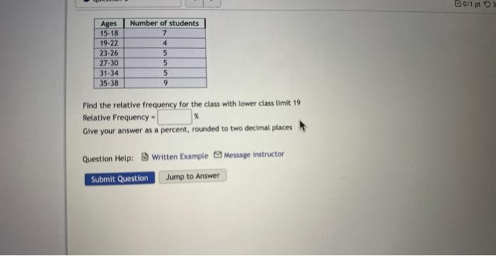 Solved Find the relative frequency for the class with lower | Chegg.com