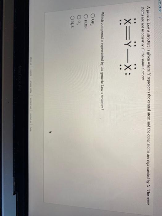 Solved 21 of 35 A generic Lewis structure is given where Y | Chegg.com
