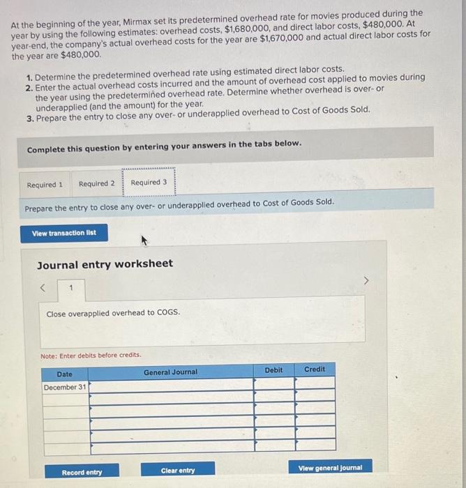 Solved Exercise 19-27 (Static) Computing applied overhead | Chegg.com
