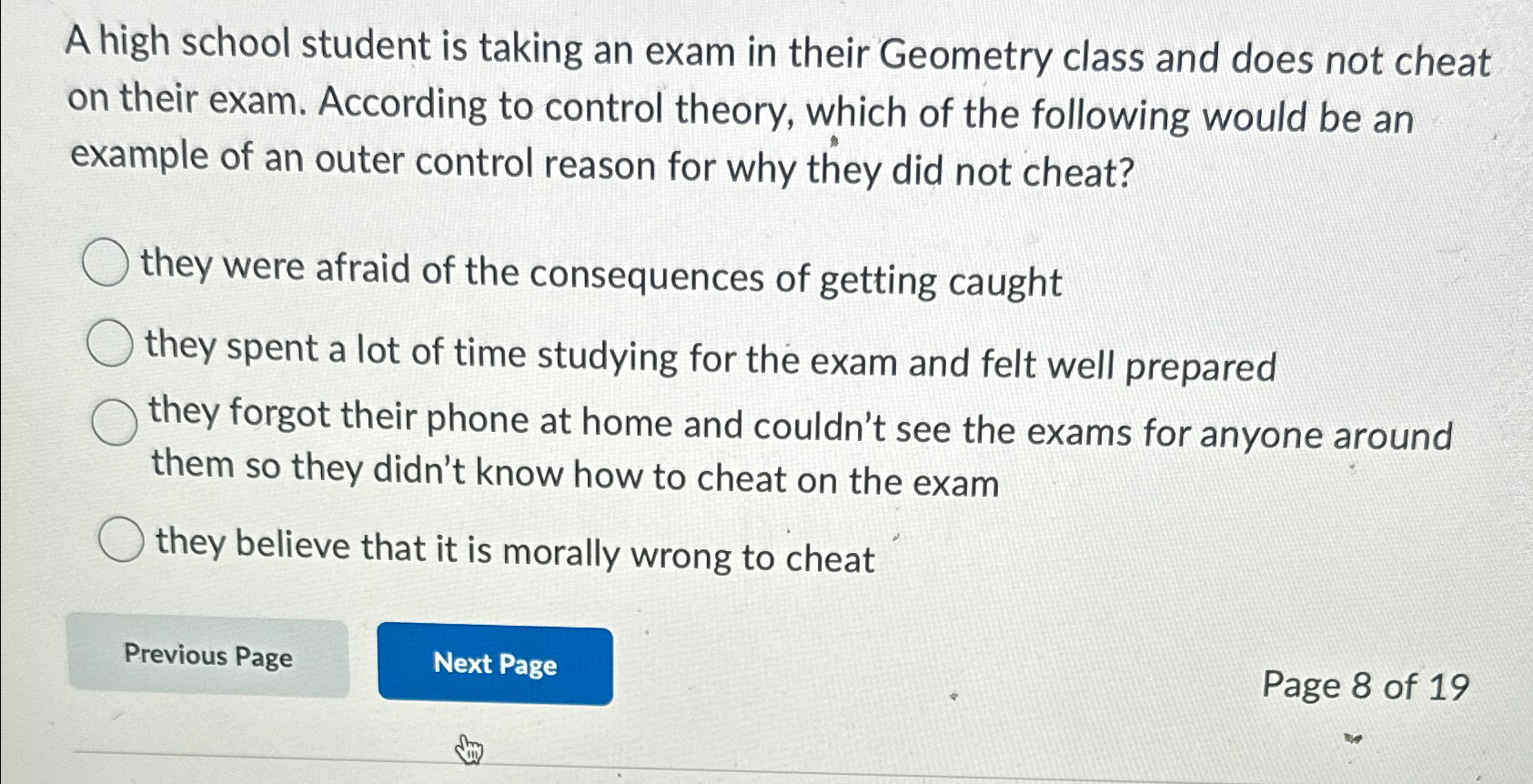 Solved A high school student is taking an exam in their | Chegg.com
