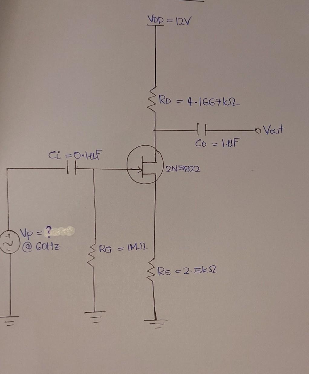 Solved For the given JFET amplifier circuit 1. Perform Ac | Chegg.com