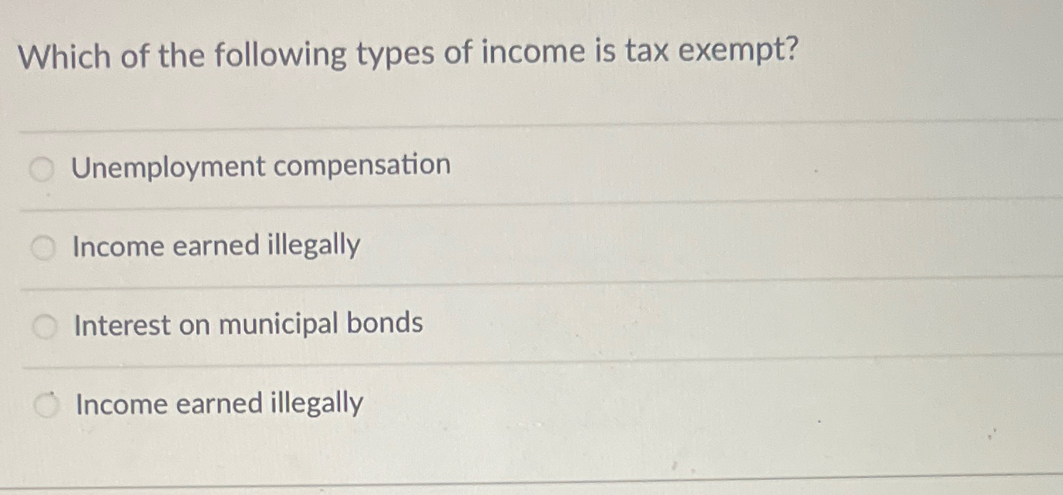 Solved Which of the following types of income is tax | Chegg.com