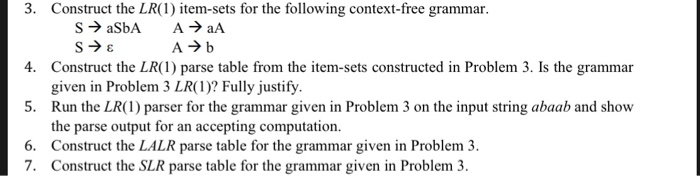Solved 3. Construct the LR(1) item-sets for the following | Chegg.com