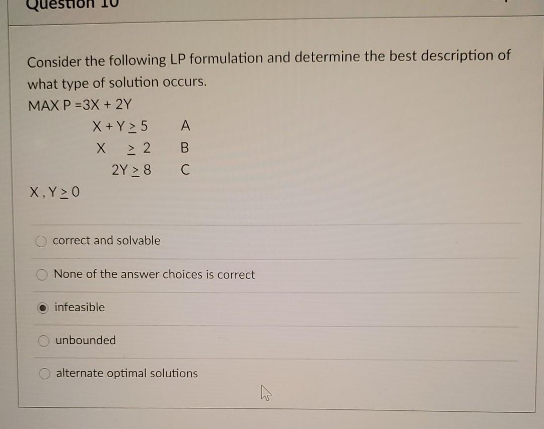 Solved Consider the following LP formulation and determine | Chegg.com