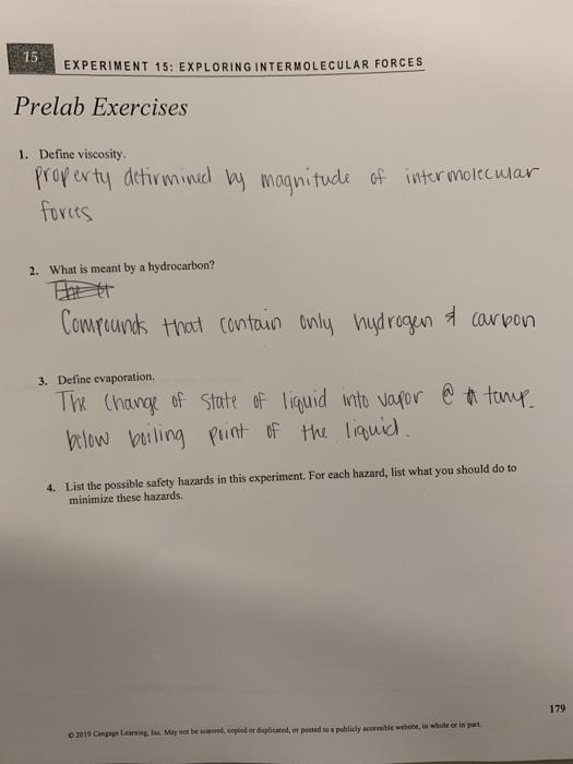 Solved 15 EXPERIMENT 15: EXPLORING INTERMOLECULAR FORCES | Chegg.com