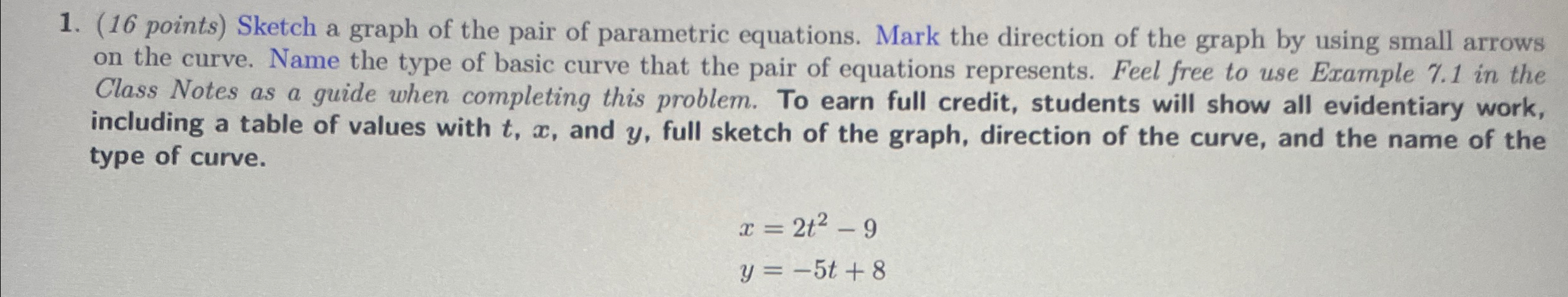 Solved (16 ﻿points) ﻿Sketch a graph of the pair of | Chegg.com