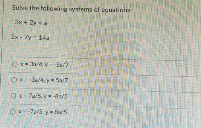 Solved Solve the following systems of equations: | Chegg.com