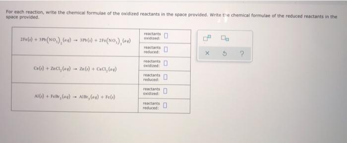 Solved For each reaction in the table below, write the | Chegg.com