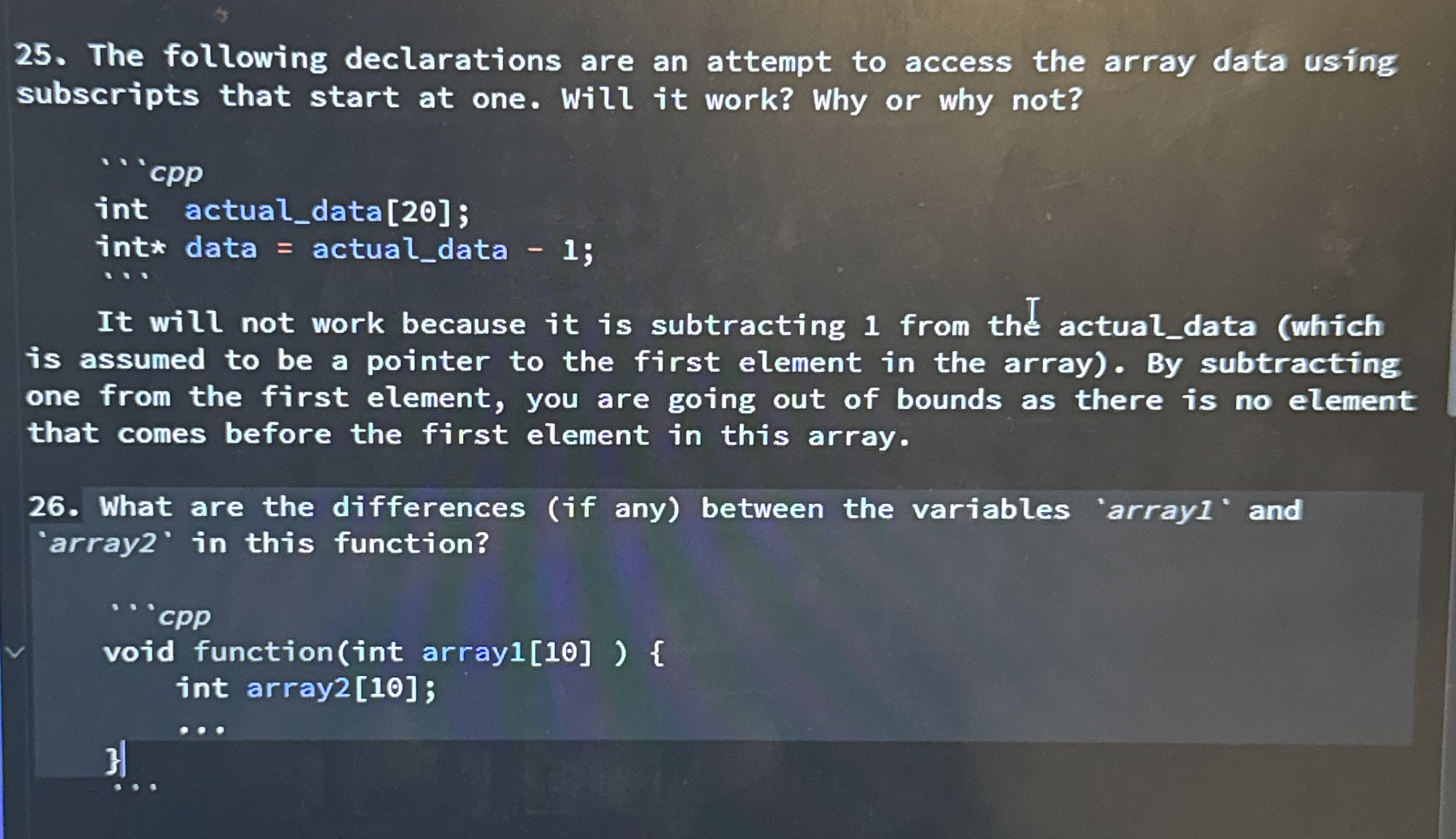 Solved The following declarations are an attempt to access | Chegg.com