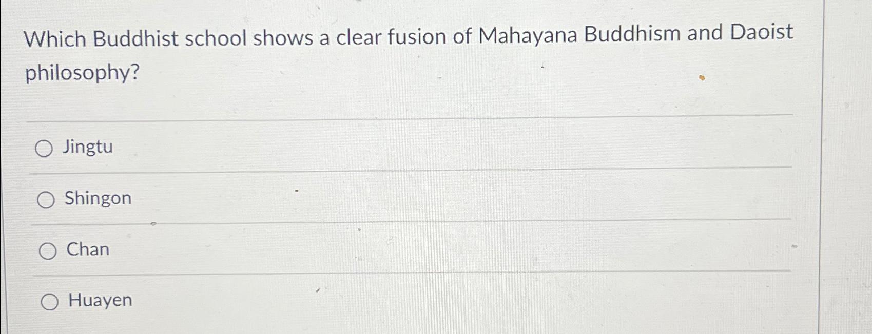Solved Which Buddhist school shows a clear fusion of | Chegg.com