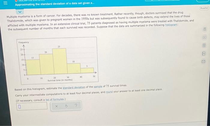 Solved Approximating the standard deviation of a data set | Chegg.com