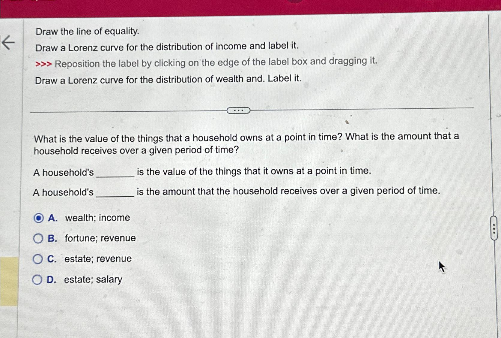 Solved Draw the line of equality.Draw a Lorenz curve for the | Chegg.com
