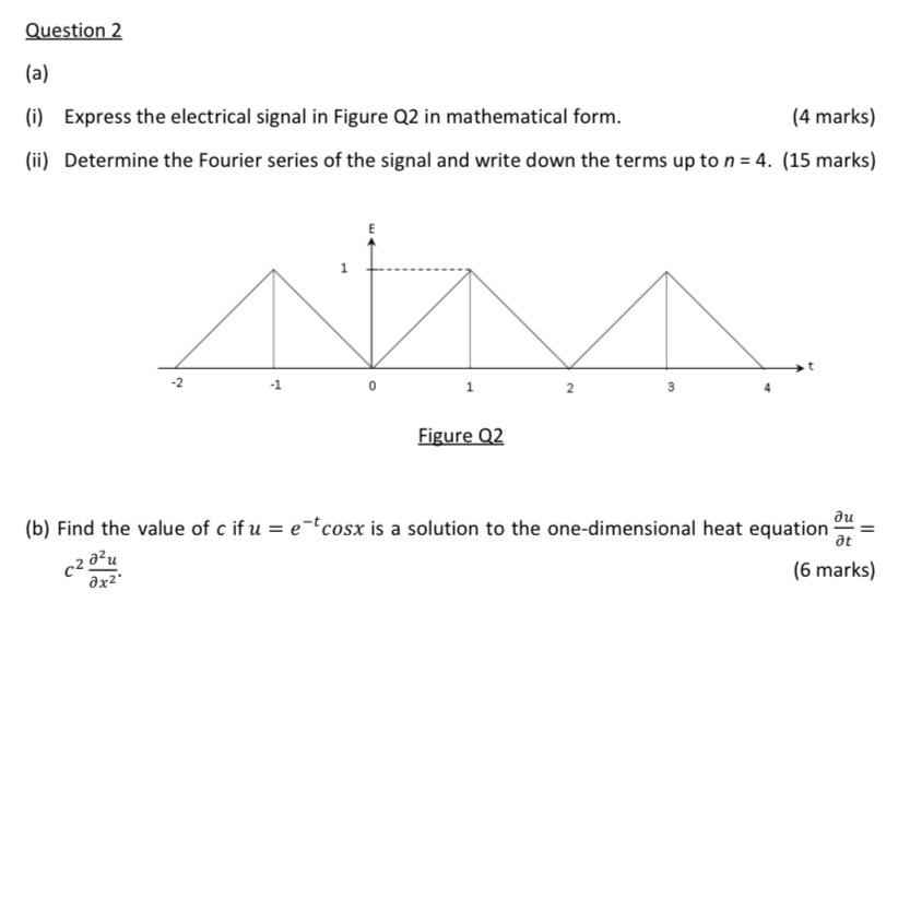 Question 2(a)(i) ﻿Express the electrical signal in | Chegg.com