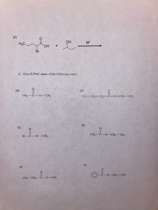 Solved Vork Sheet 3 1) Draw the ester make out from the | Chegg.com