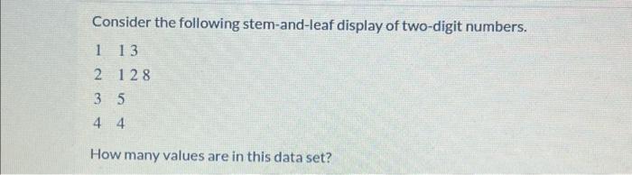 Solved Consider the following stem-and-leaf display of | Chegg.com