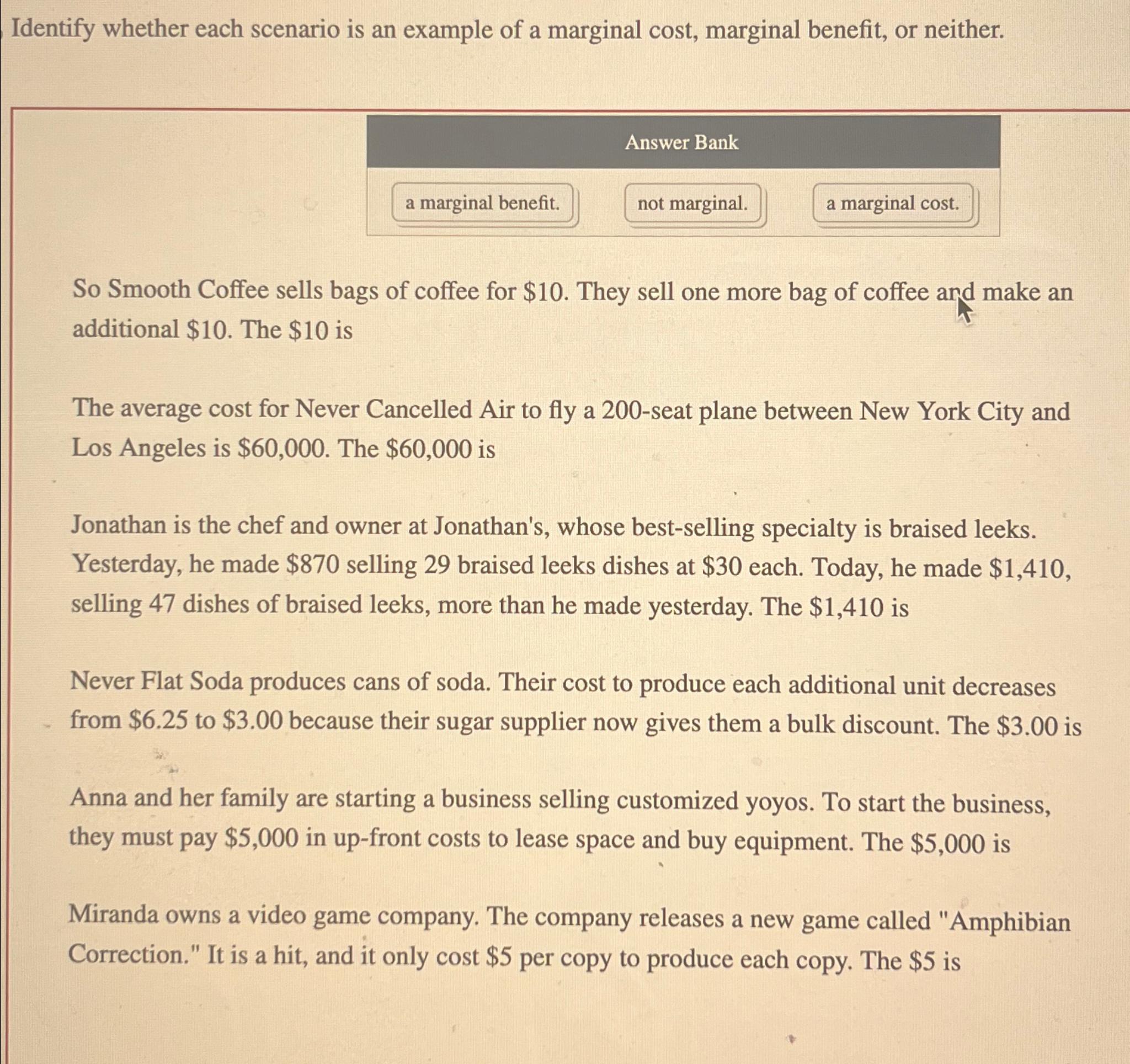 Solved Identify whether each scenario is an example of a | Chegg.com