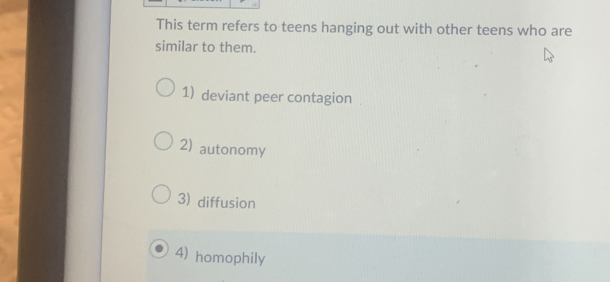 Solved This term refers to teens hanging out with other | Chegg.com