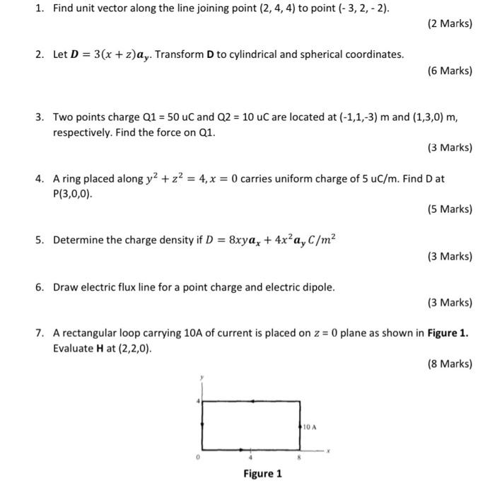 Solved 1. Find unit vector along the line joining point | Chegg.com