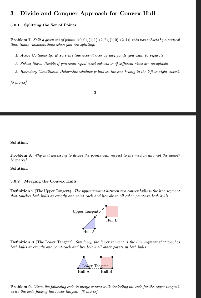 Solved 3 ﻿Divide and Conquer Approach for Convex Hull3.0.1 | Chegg.com