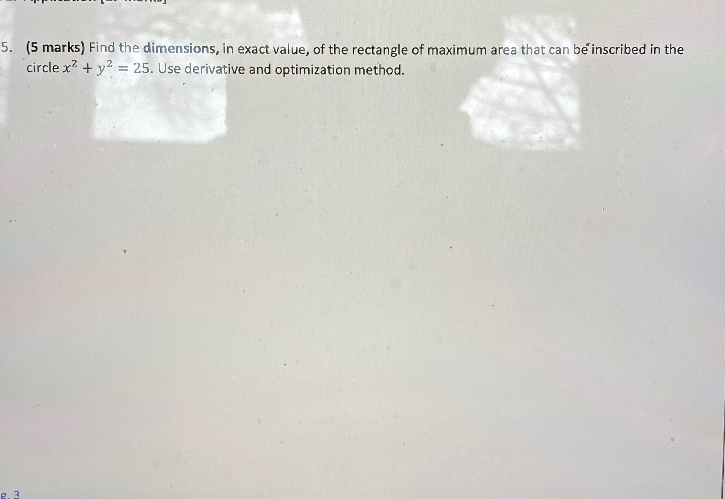 Solved ( 5 ﻿marks) ﻿Find the dimensions, in exact value, of | Chegg.com