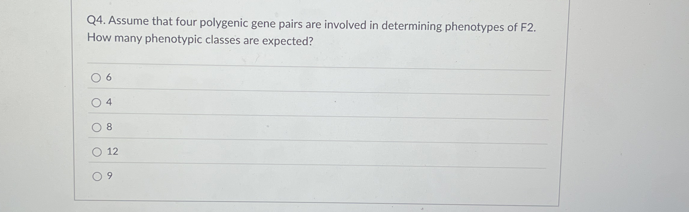 Solved Q4. ﻿Assume that four polygenic gene pairs are | Chegg.com