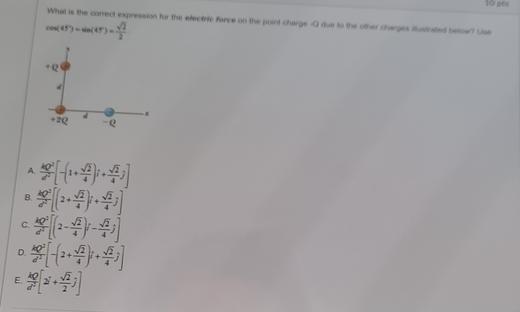 Solved What is the correot expression for the electric foree | Chegg.com