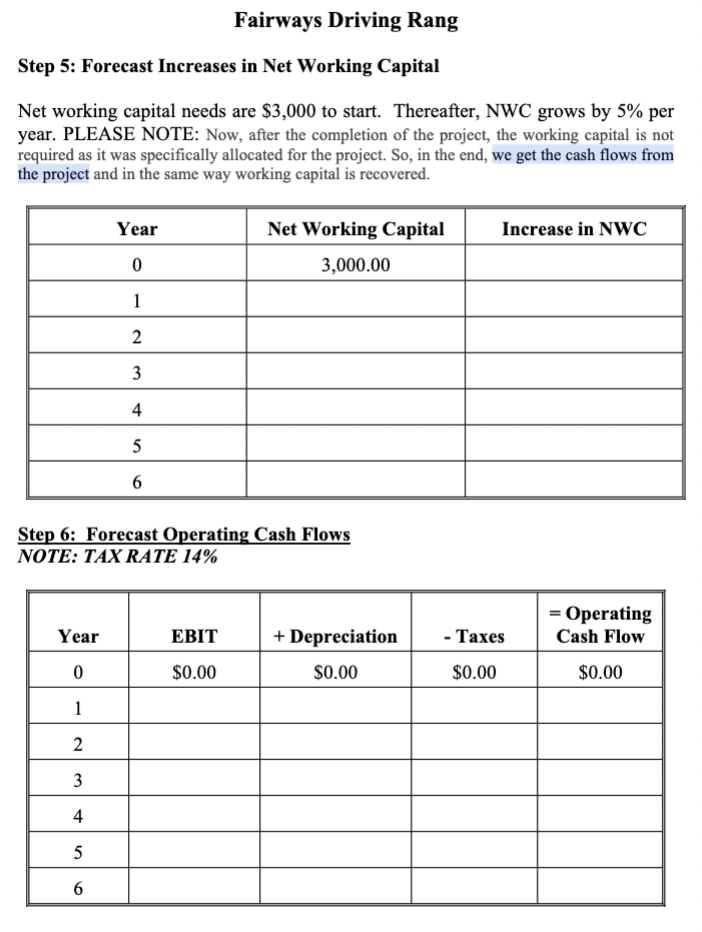 Solved Fairways Driving Range- ﻿IMPORTANT INFO TO FILL OUT | Chegg.com