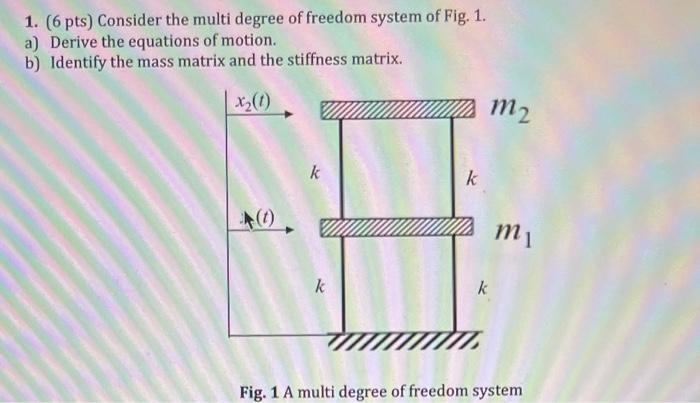Solved 1. (6 pts) Consider the multi degree of freedom | Chegg.com