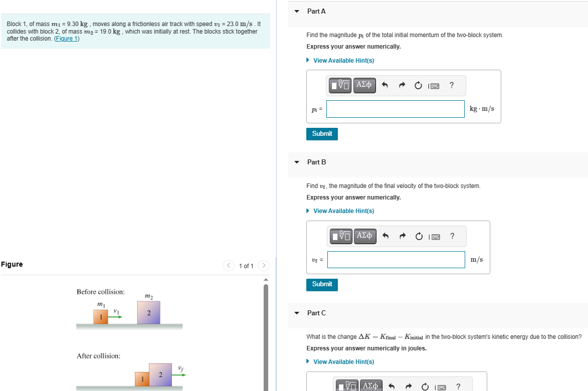Solved Block 1, of ﻿mass m1=9.30kg, ﻿moves along a | Chegg.com