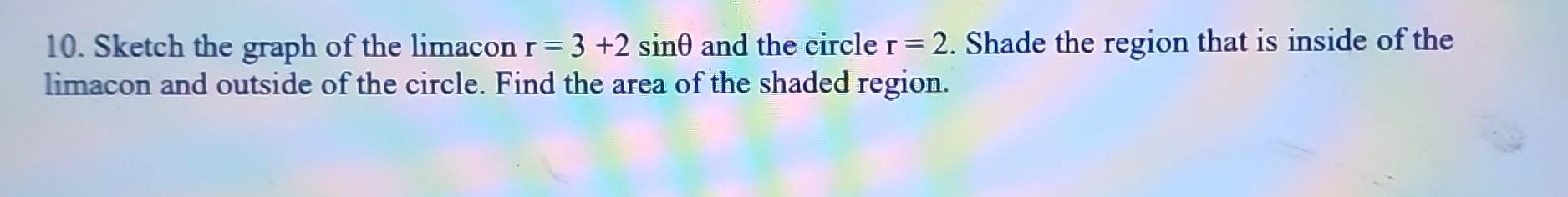 Solved 10. Sketch the graph of the limacon r=3+2sinθ and the | Chegg.com