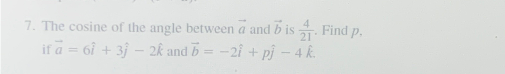 Solved The cosine of the angle between vec(a) ﻿and vec(b) | Chegg.com