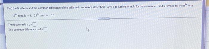 Solved Find the first term and the common difference of the | Chegg.com