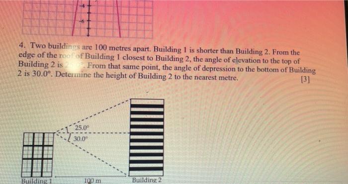Solved 4. Two buildings are 100 metres apart. Building 1 is | Chegg.com