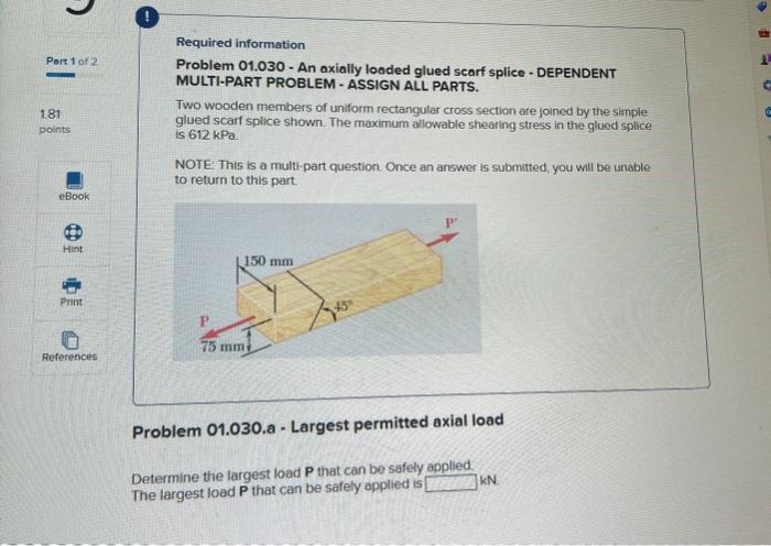 Solved Required information Problem 01.030 - An axially | Chegg.com