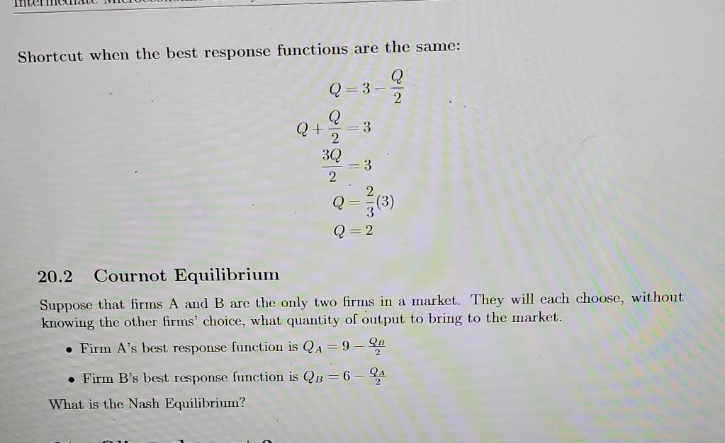 Solved Cournot Equilibrium Example Suppose that firms A and | Chegg.com