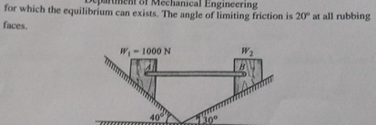 Solved two blocks w1 ﻿and w2 ﻿resting onto incline planes | Chegg.com