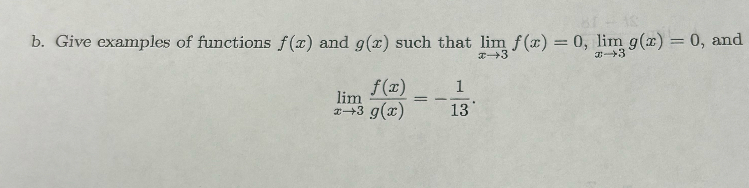 Solved b. ﻿Give examples of functions f(x) ﻿and g(x) ﻿such | Chegg.com