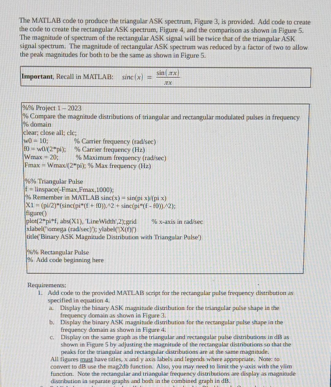 Solved The MATLAB code to produce the triangular ASK | Chegg.com