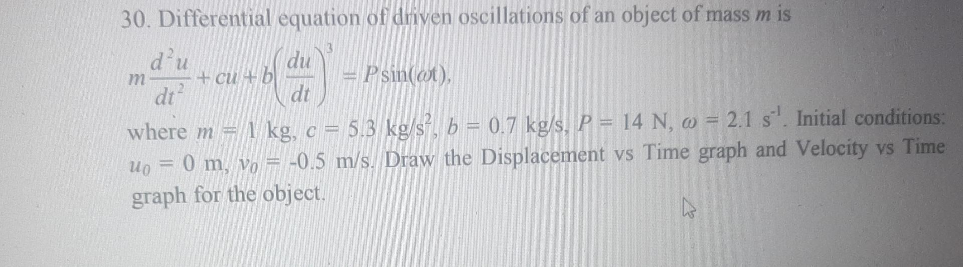 Solved Differential equation of driven oscillations of an | Chegg.com