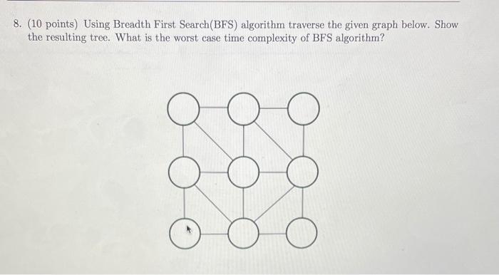 Solved 8. (10 points) Using Breadth First Search(BFS) | Chegg.com