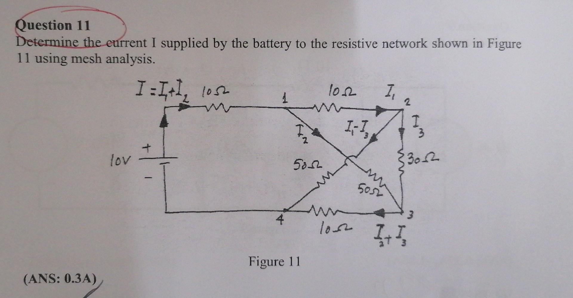 Solved Question 11 Determine the current I supplied by the | Chegg.com