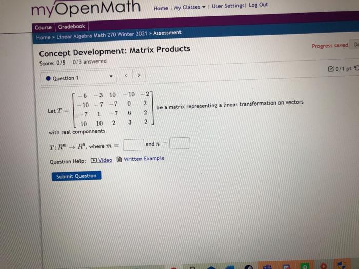 Solved myOpenMath Home | My Classes User Settings Log Out | Chegg.com