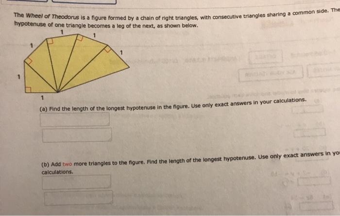 Solved The Wheel of Theodorus is a figure formed by a chain | Chegg.com