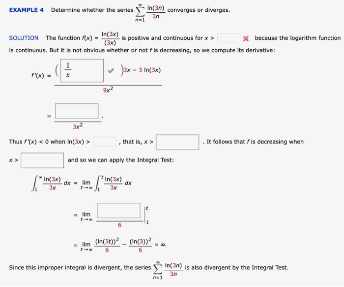 Solved EXAMPLE 4 Determine whether the series In(3n) | Chegg.com