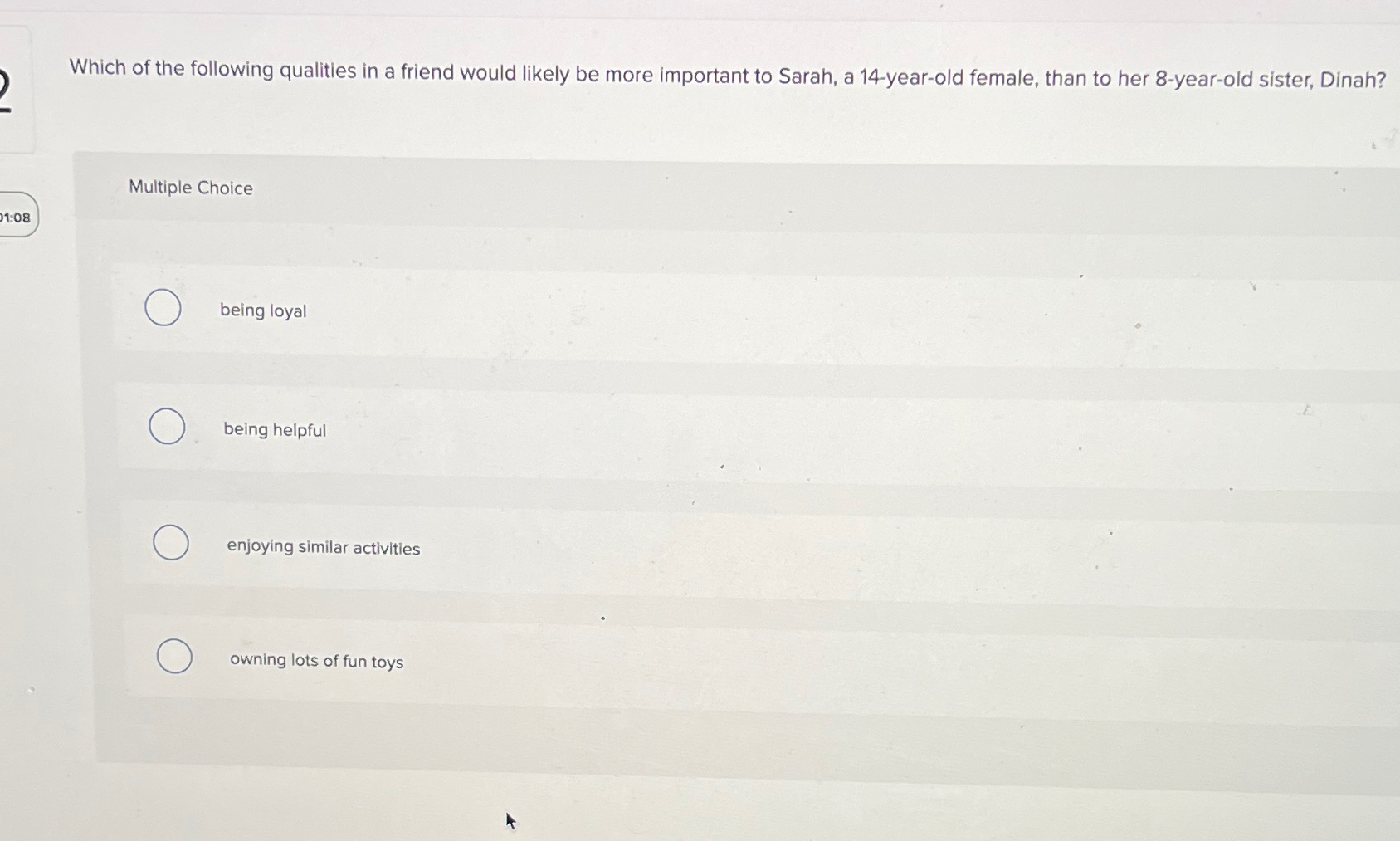 Solved Which of the following qualities in a friend would | Chegg.com