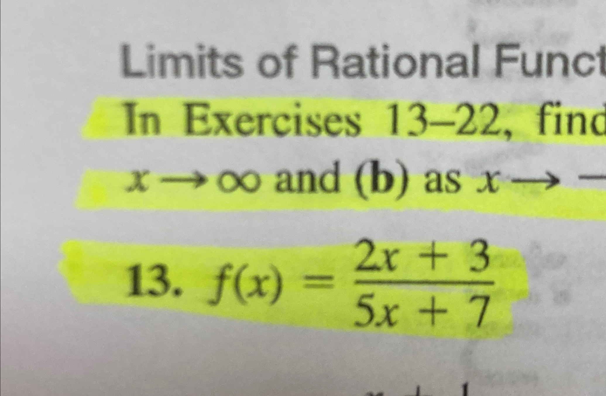 Solved Limits of Rational Funct In Exercises 13-22, ﻿find | Chegg.com