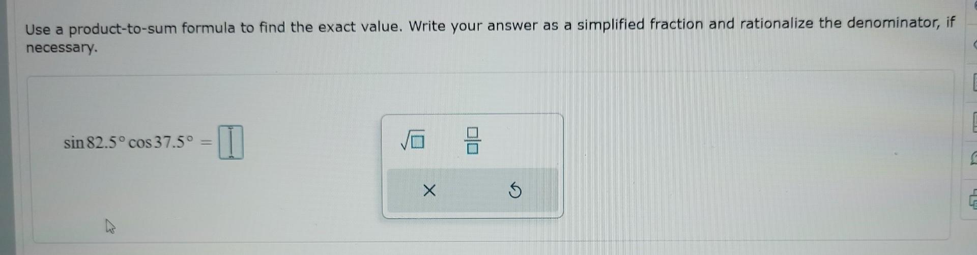 Solved Use a product-to-sum formula to find the exact value. | Chegg.com