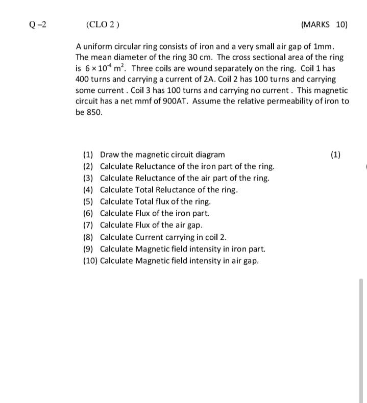 Solved Q-2 (CLO2) (MARKS 10) A uniform circular ring | Chegg.com
