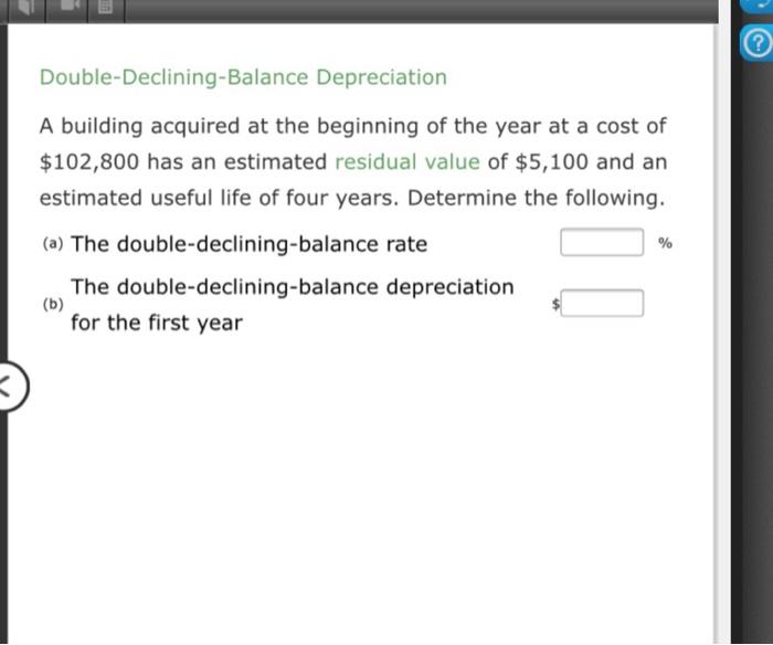 Solved ? Double-Declining-Balance Depreciation A building | Chegg.com